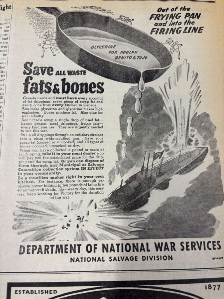Save all waste – fats and bones – Gathering Our Heroes – Chatham-Kent's ...